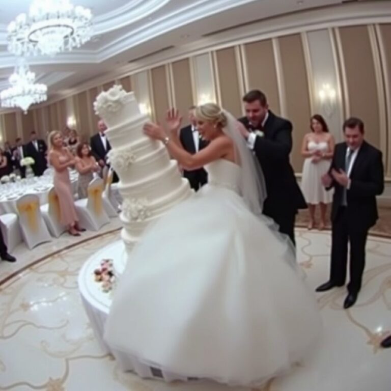 As I lifted the knife to cut the wedding cake, my sister hugged me ...